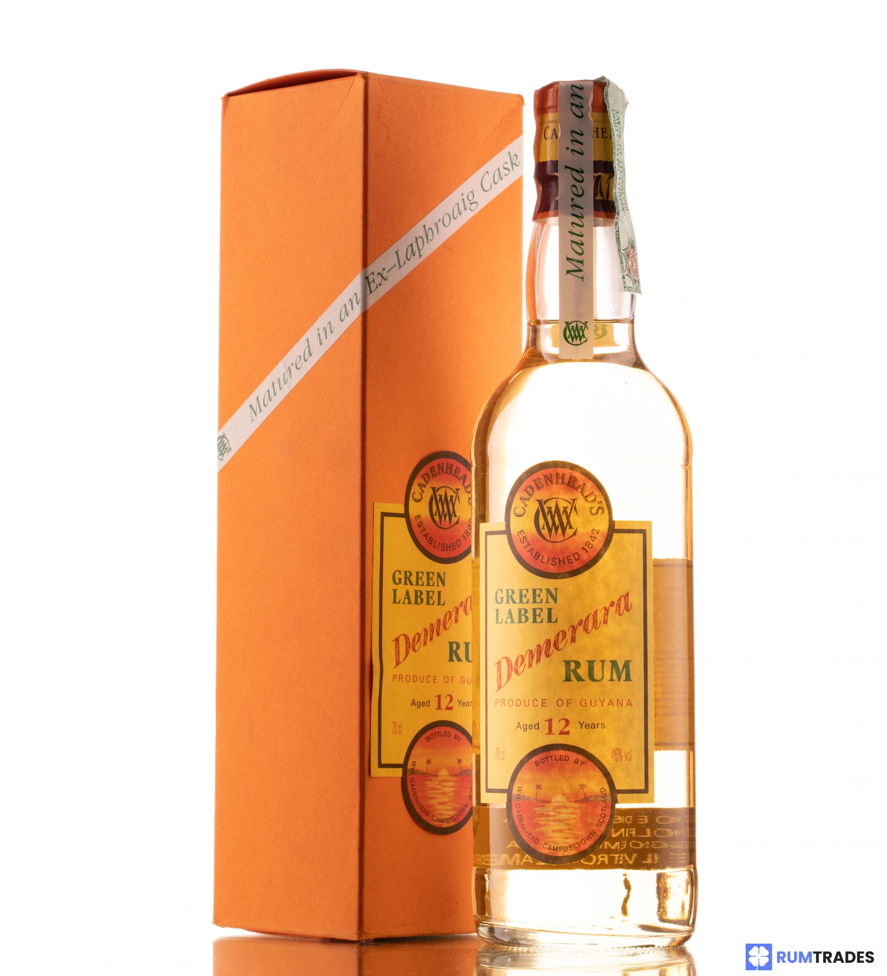 GREEN LABEL DEMERARA RUM 12 YEARS OLD 46% CADENHEAD'S - EX-LAPHROAIG CASK
